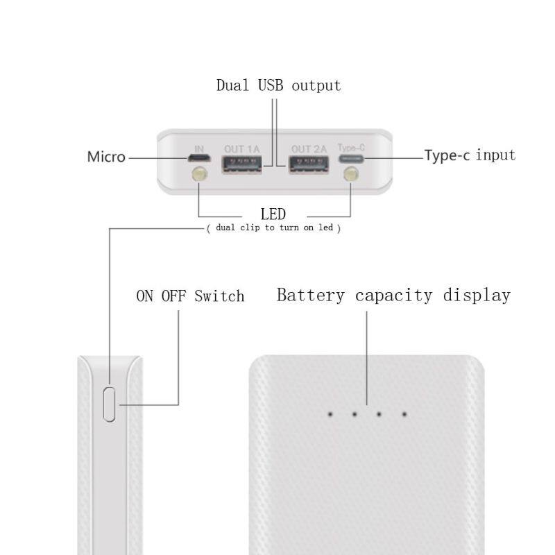 Box sạc dự phòng 8 cell pin 18650 (Có báo dung lượng) MicroUSB, Type-C